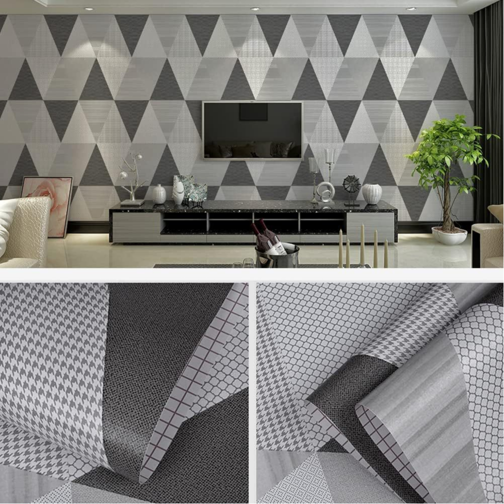 Jual Wallpaper Dinding Stiker Wallpaper Segitiga Abu Besar 8M Lebar ...
