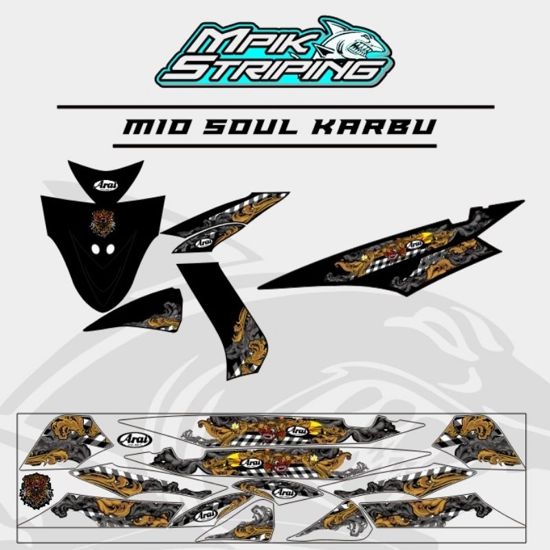 Jual STRIPING TRANSPARAN MIO SOUL KARBU MOTIF DESIGN CUSTOM ARAI BARONG ...