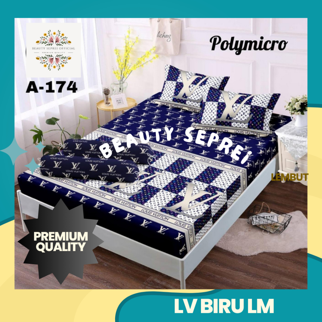Jual SEPREI MOTIF LLVV BIRU A BAHAN KATUN ADEM LEMBUT ANTI LUNTUR ...