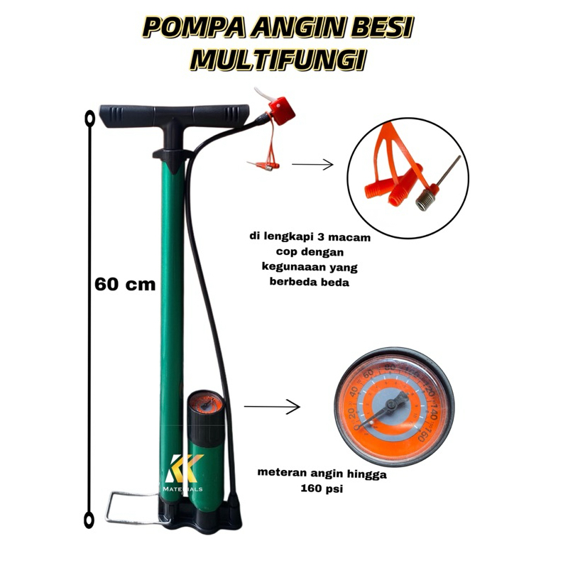 Jual POMPA ANGIN SEPEDA MOTOR MOBIL BOLA / HIGH PRESSURE POMPA ANGIN ...