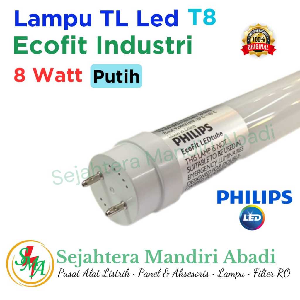 Jual Lampu TL LED 8 watt Philips LED Ecofit 60cm Putih | Shopee Indonesia