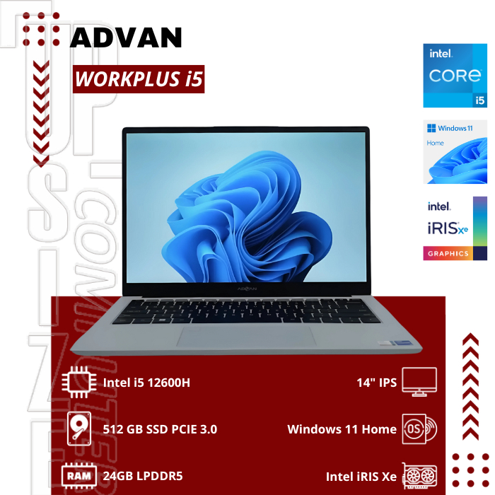 Jual ADVAN Laptop Workplus Intel i5 12600H 14'' FHD IPS 24GB 512GB Win ...