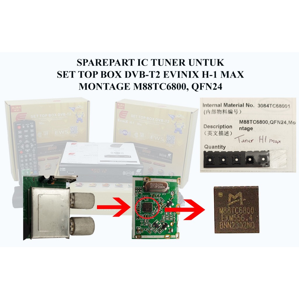 Jual IC Tuner STB DVB-T2 TC6800 asli Montage TC6800 QFN24 untuk Set Top ...