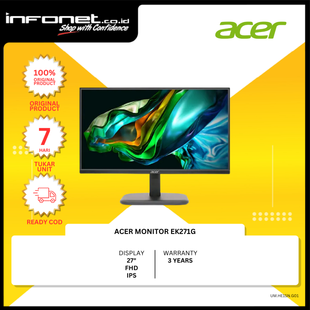 Jual ACER MONITOR EK271G 27" FHD IPS E2E 1ms 120Hz 99% sRGB | Shopee ...