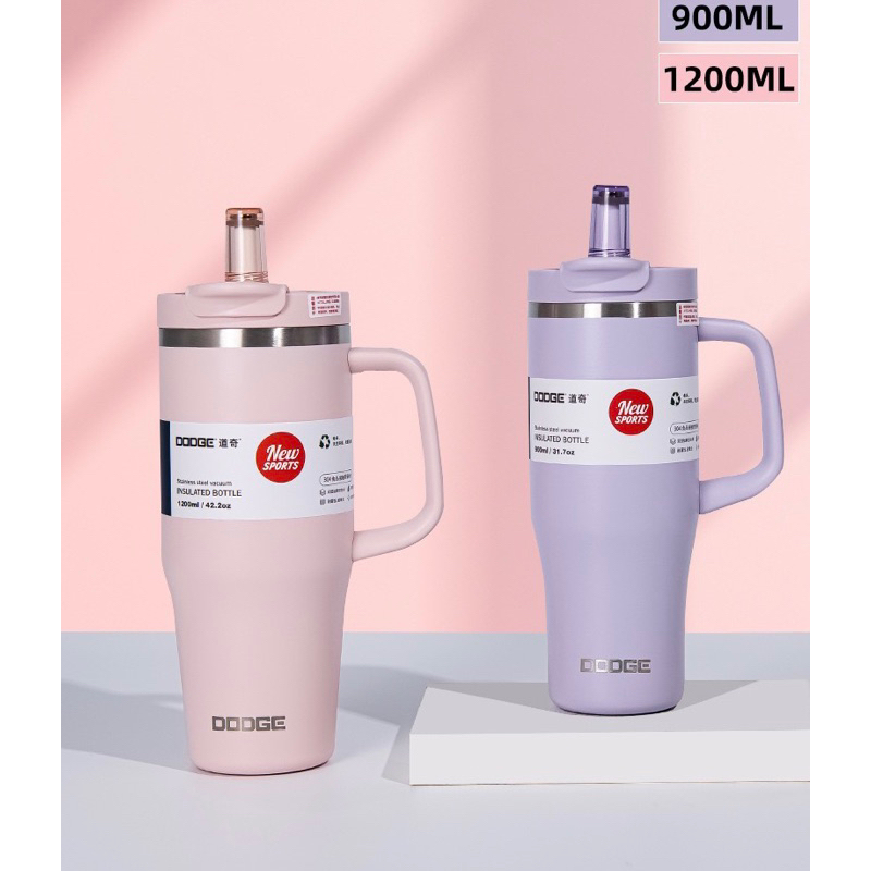 Jual DODGE Tumbler Cup Stainless Jumbo w/ Handle Samping 900ml & 1.2L Dual Drink Insulated ...