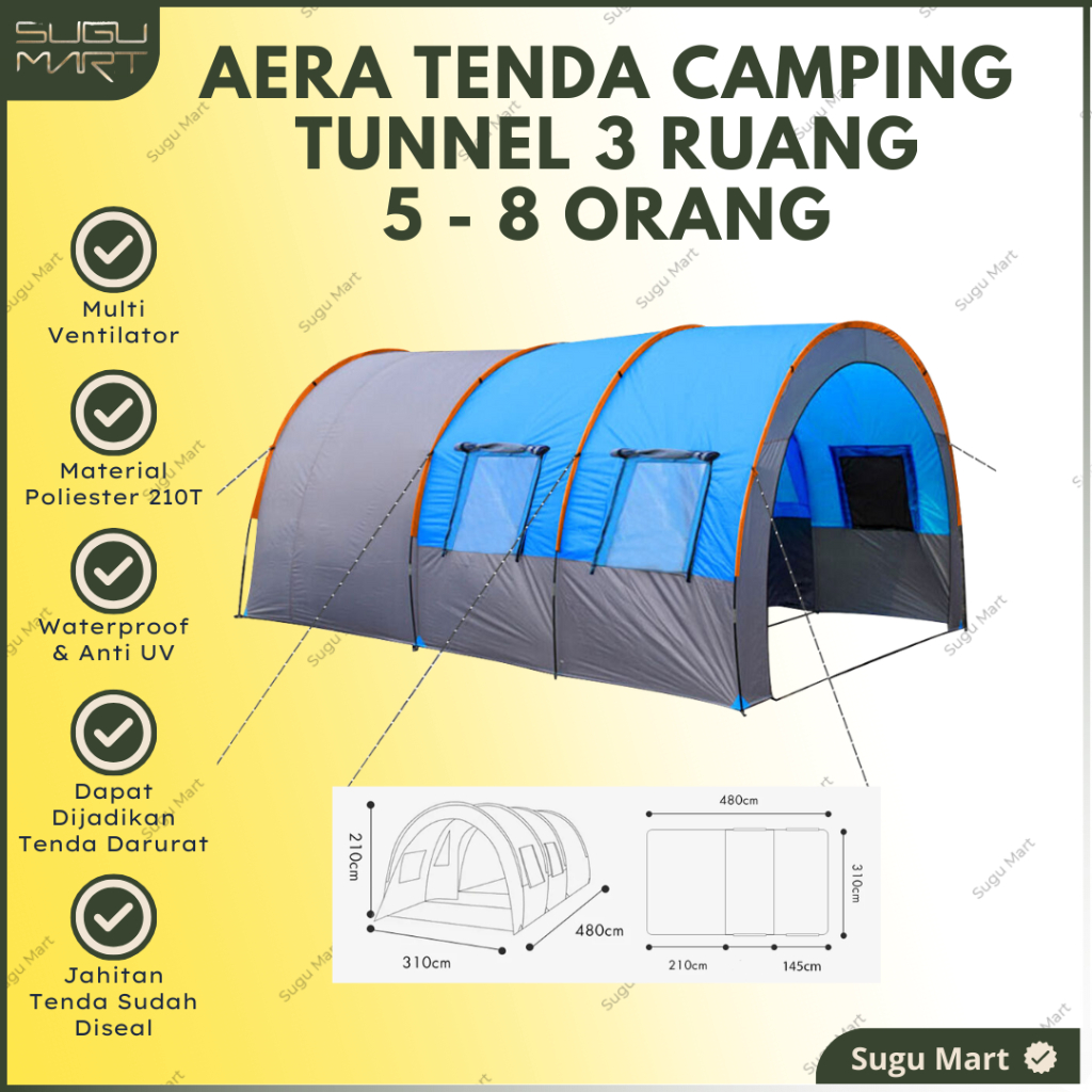 Jual Tenda Camping Tunnel Multiperson | Tenda Tunnel 5-8 Orang Outdoor ...
