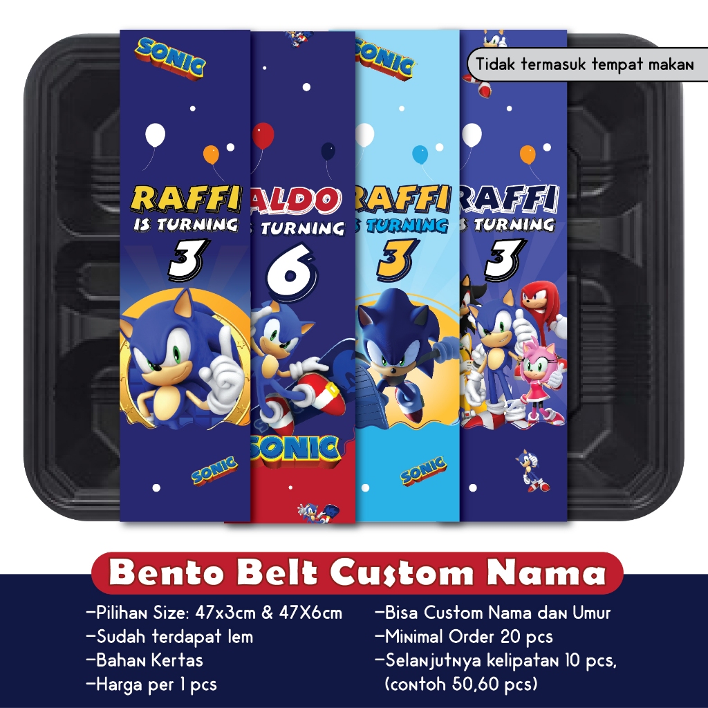 Jual BENTO BELT SONIC BENTO BELT CUSTOM UCAPAN KOTAK MAKAN KERTAS ...