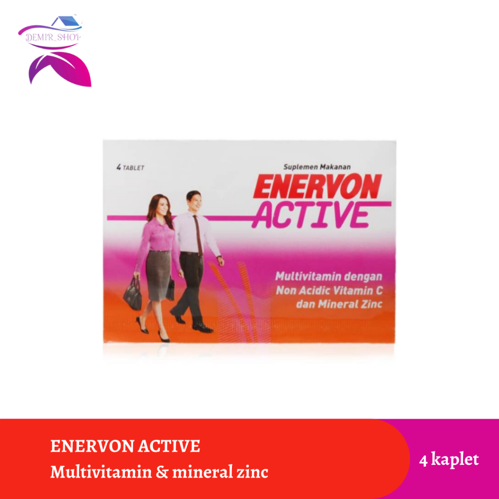 Jual Enervon Active Strip 4 Tablet Multivitamin dan Mineral Zinc ...
