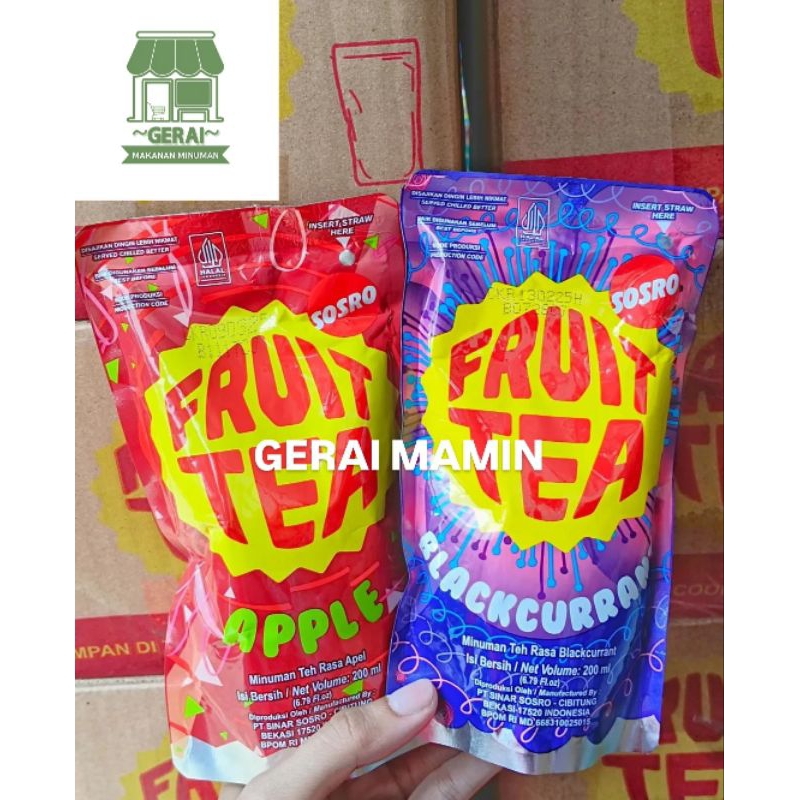 Jual FRUIT TEA/ FRUITEA/ TEA POUCH 200ml SOSRO 1 Dus isi 24 Pcs ...