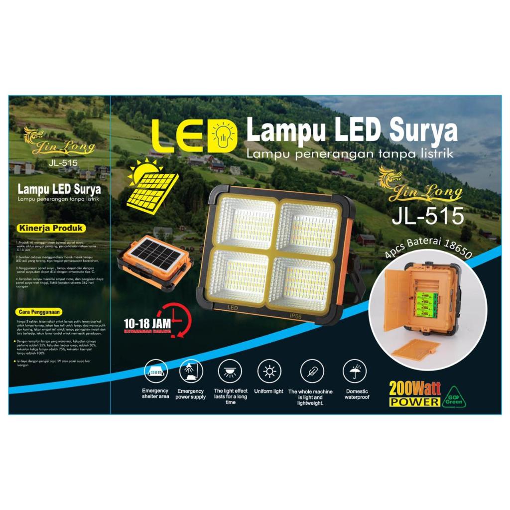 Jual Lampu Emergency Tenaga Surya 200 Watt JL 515 Jin Long/RL 521 Rolinson/Emergensi LED Super ...