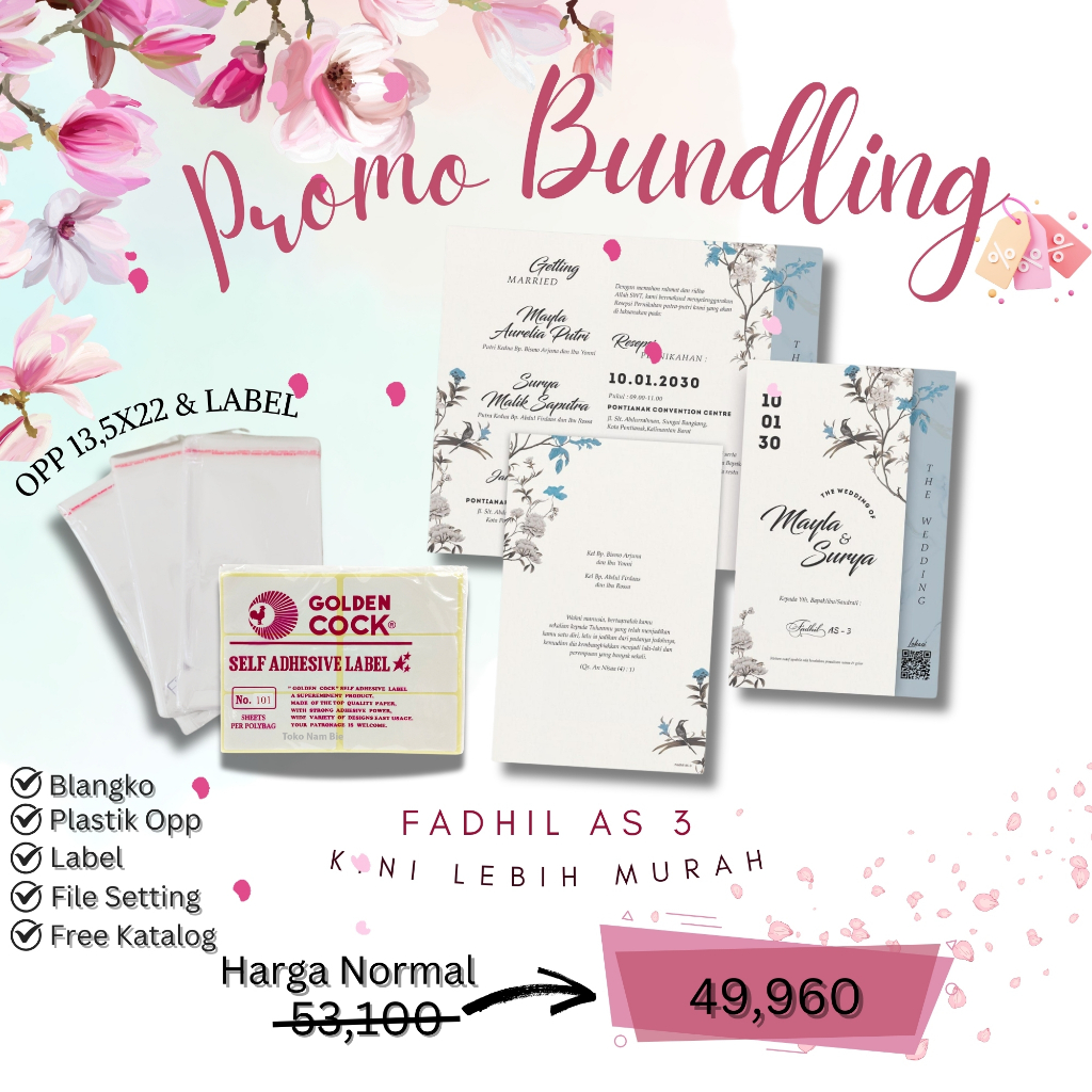 Jual Paket Lengkap Fadhil AS 3 Opp Label | Kertas Kosong|Blangko Undangan Murah| Undangan|Kertas ...