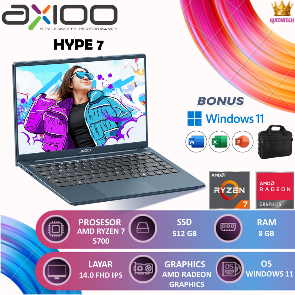 Jual Laptop Axioo Hype 7 AMD Ryzen 7 5700U 8GB 512GB Windows 11 14.0 ...