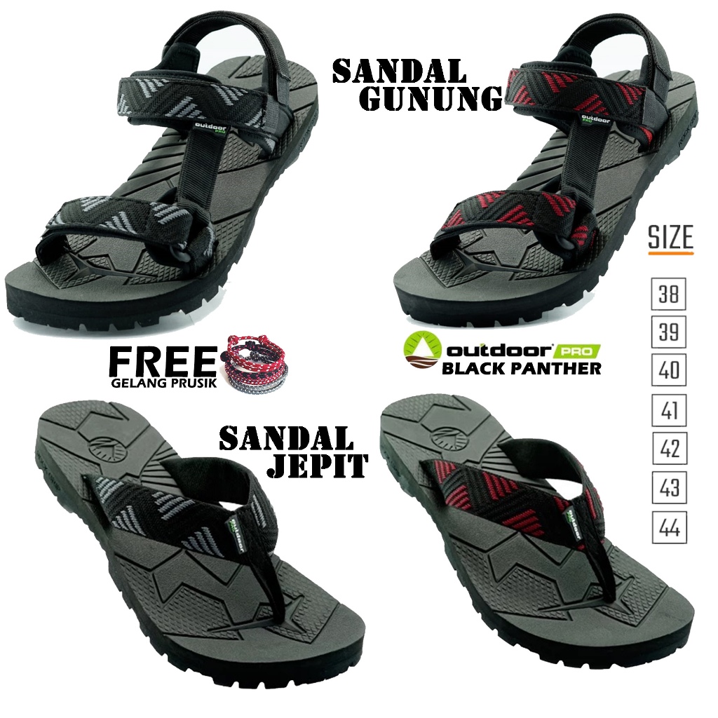 Jual NEW Sandal Gunung Sandal Jepit Outdoor Pro Black Panther Sendal ...