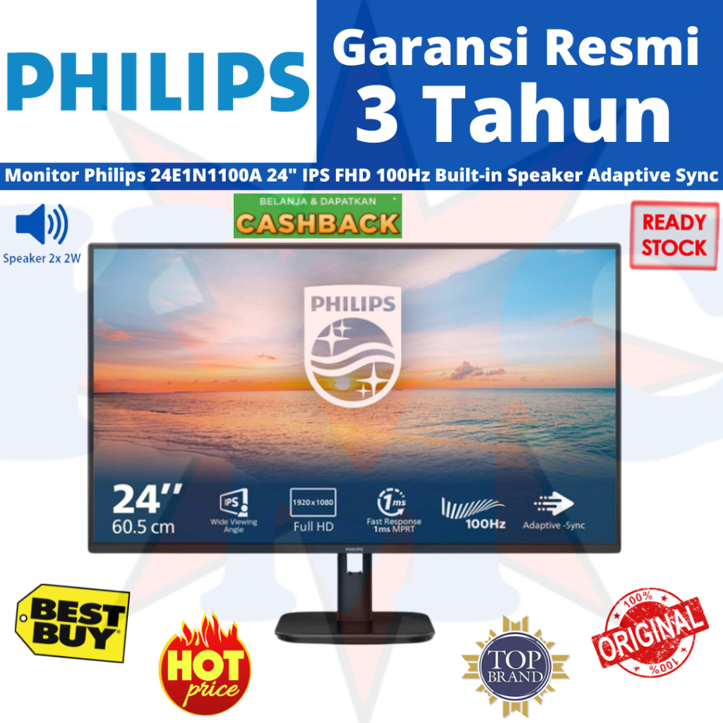 Jual Monitor Led Philips 24E1N1100A 24" Fhd IPS 100Hz 1ms Adaptive sync ...