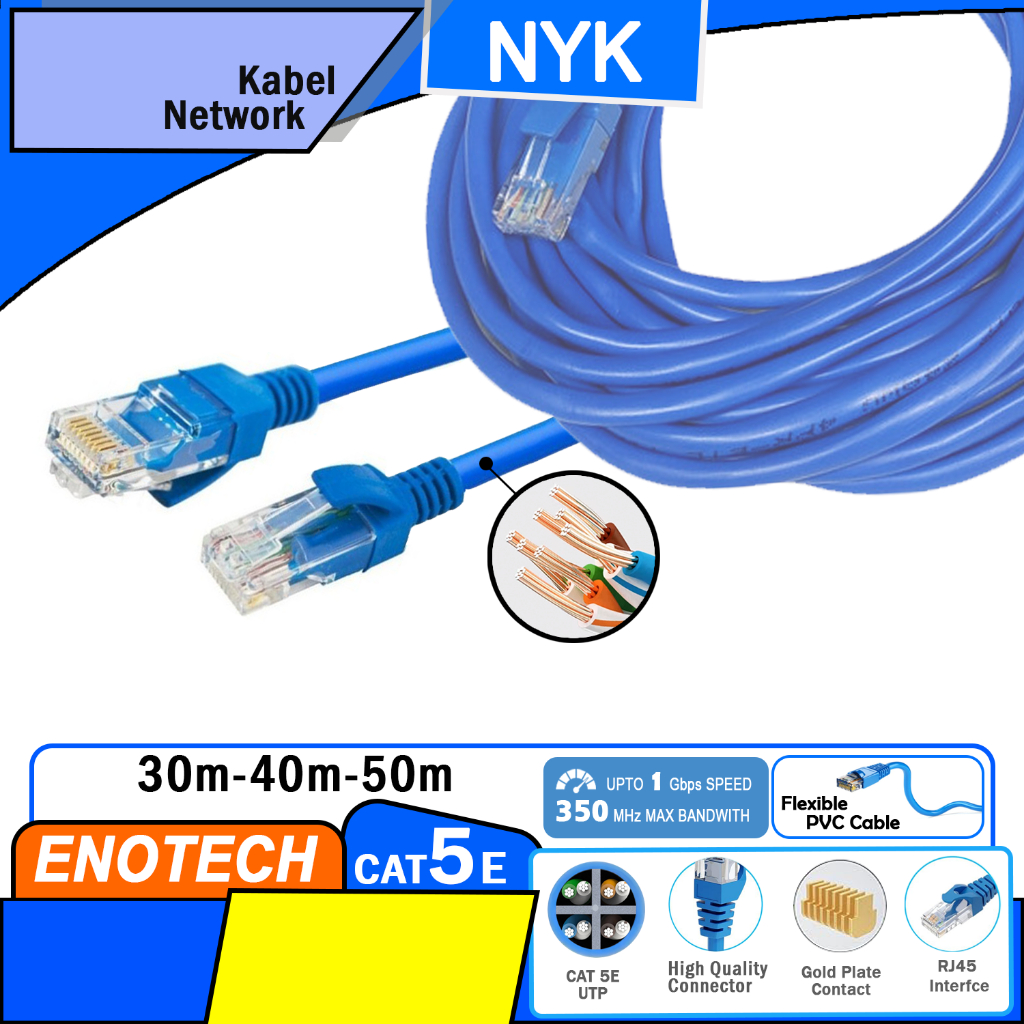 Jual NYK LAN cat5e Ethernet Network Cable / Kabel UTP cat5 25M 30M 40M 50M | Shopee Indonesia