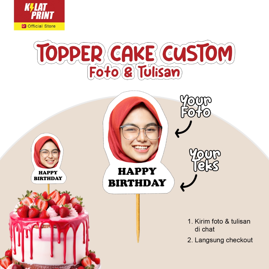 Jual Topper Cake Custom Toper Kue Ulang Tahun Foto Muka Tulisan ...