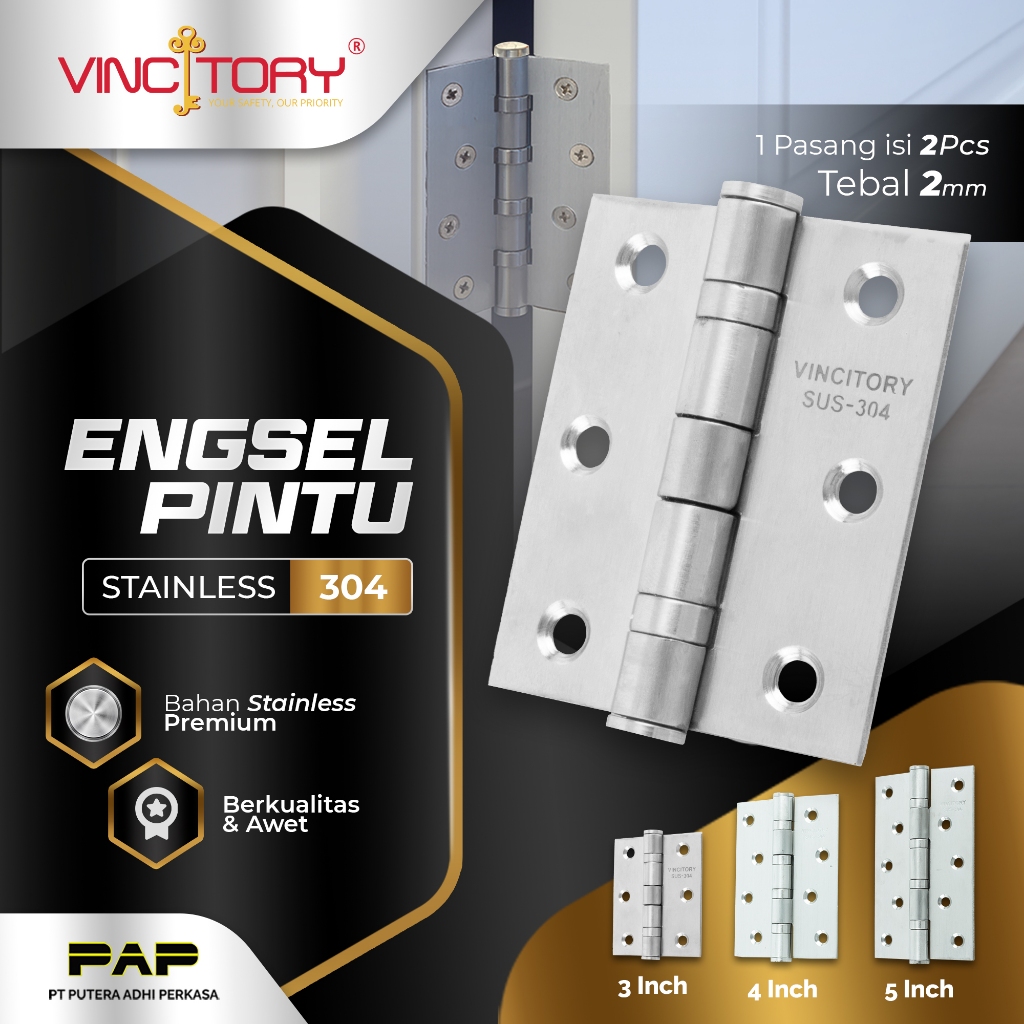 Jual Engsel Stainless 5 Inch 4 inch 3 inch / Engsel Pintu / Engsel Plat ...