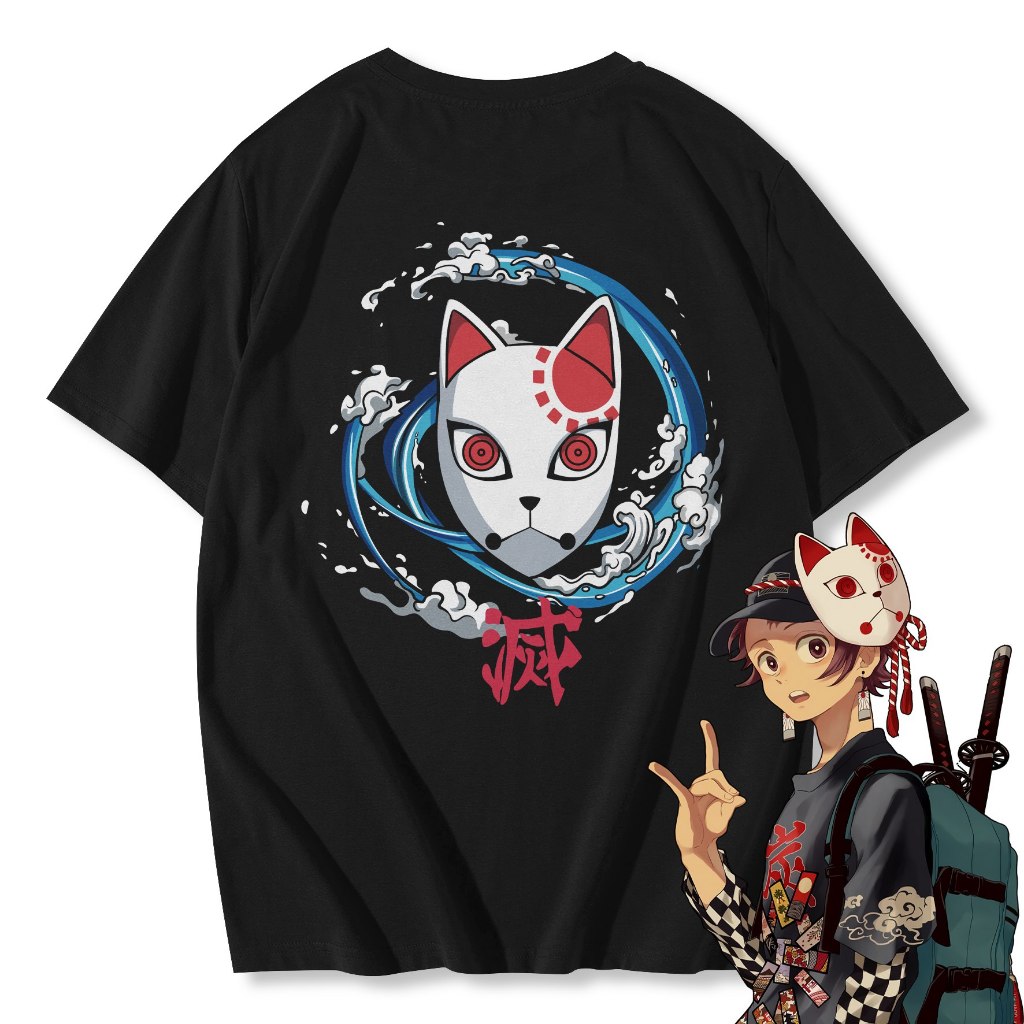 Jual Kaos Demon Slayer Tanjiro Neko No Kamen Kimetsu No Yaiba KNY Anime ...