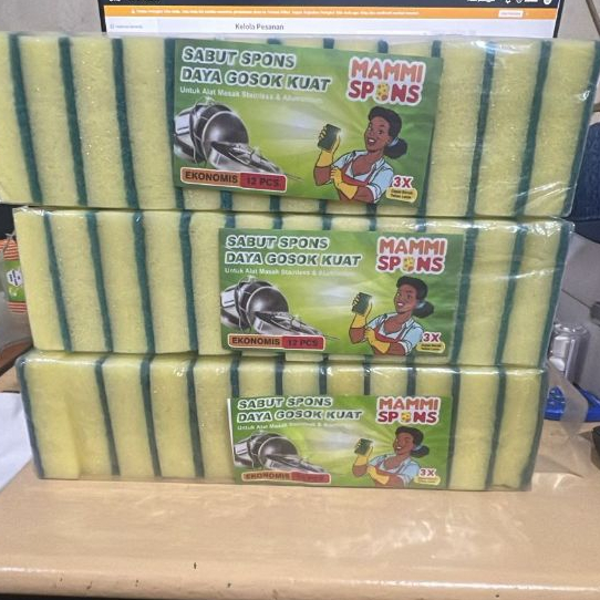 Jual ( GBL ) Spon Cuci Piring Kotak isi 12 pcs Mammi spons/ Spon ...