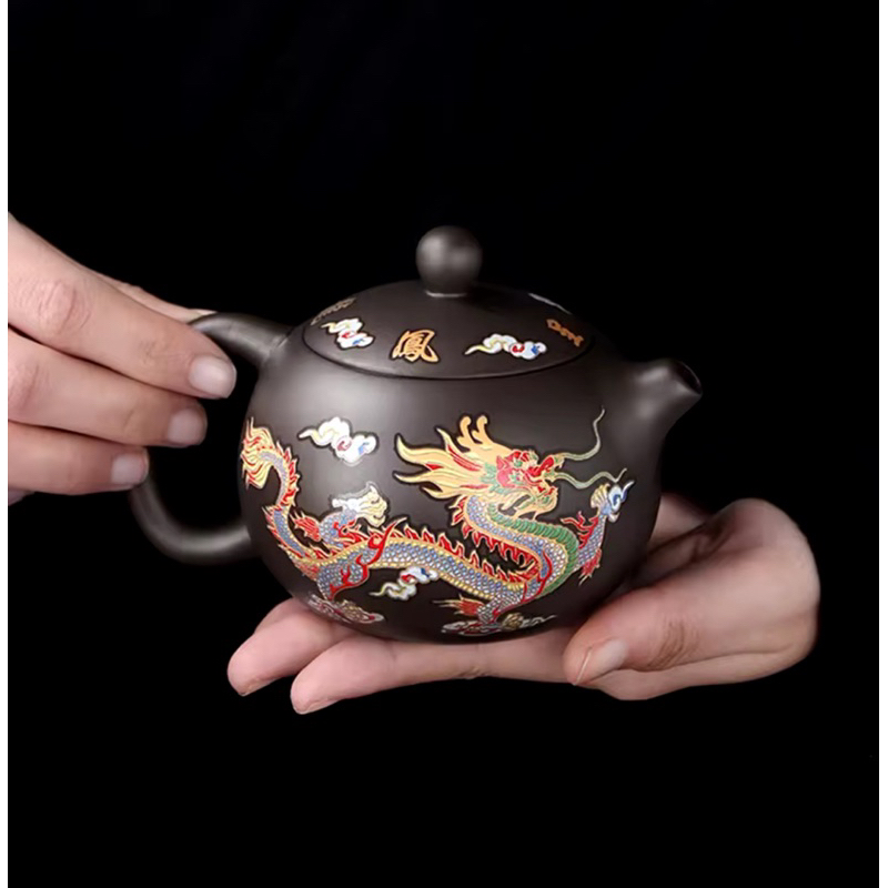 Jual Dragon Clay | Teko Tanah Liat Ungu Chengxiang Naga dan Phoenix ...