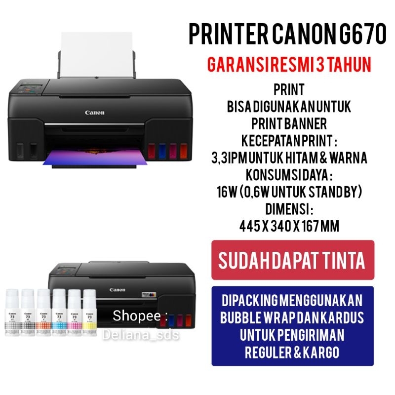Jual Printer Canon G670 Print Foto & Banner Garansi Resmi 3 Tahun Printer Pixma Canon G670 ...