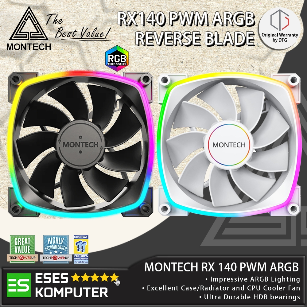 Jual Fan Montech RX140 RX 140 REVERSE PWM ARGB | 140mm 14cm Fan Casing ...