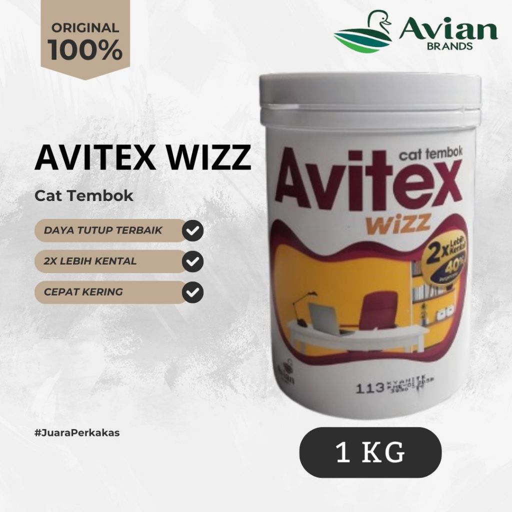 Jual Promo Ongkir AVIAN AVITEX WIZZ Cat Tembok Kemasan 1 Kg Lebih ...