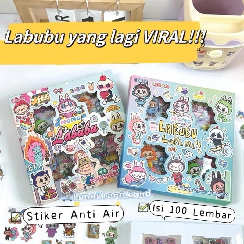 Jual (COD) Stiker Labubu 100pcs Lucu / Labubu Stiker Dekorasi Buku ...