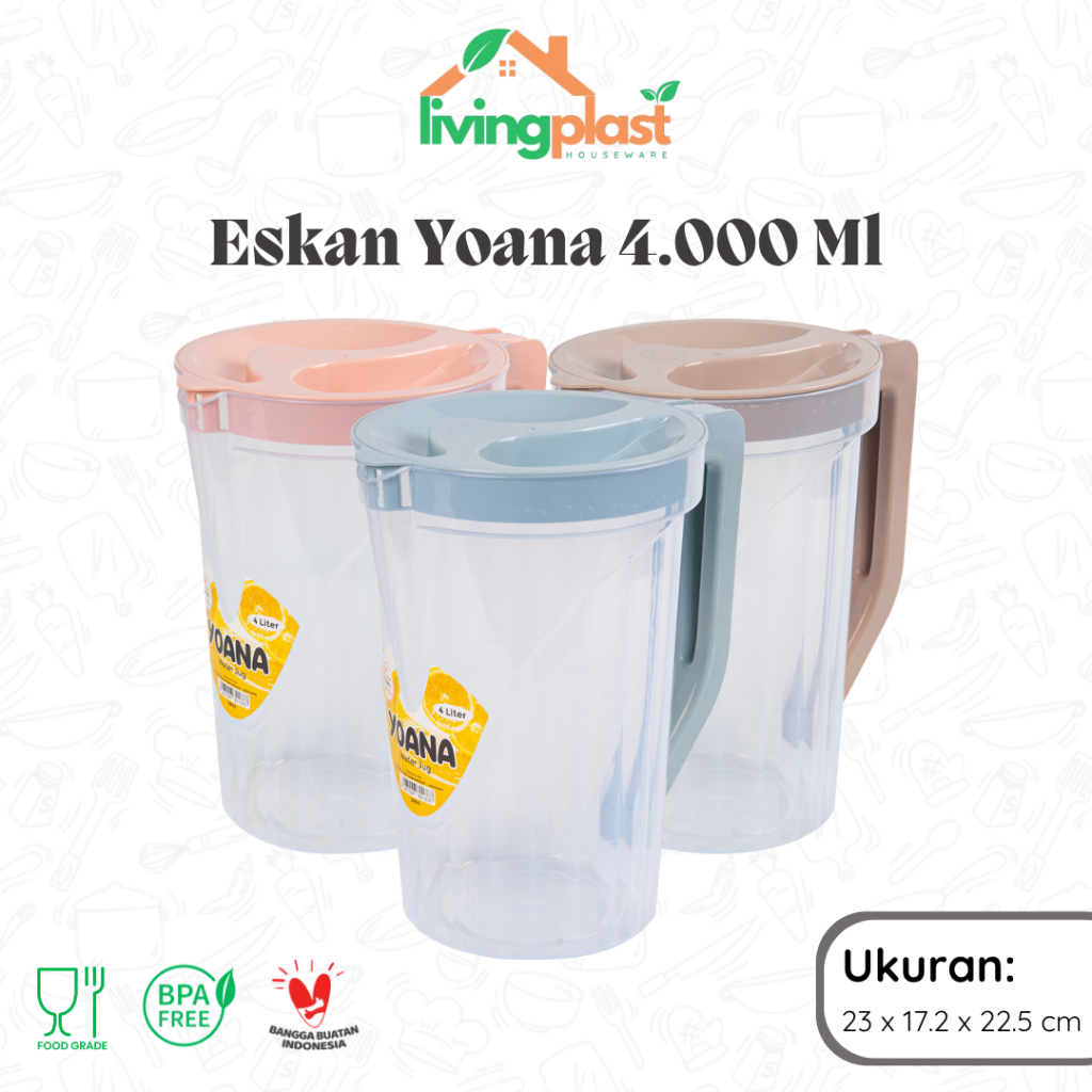 Jual Eskan Yoana 4.000 ml / Water Jug 4 Liter / Water Jug Plastik / Cerek Air / Pitcher Air ...