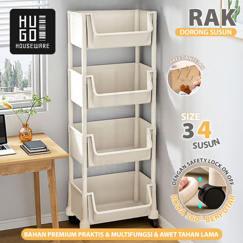 Jual Rak Dapur Dorong Rak Buku Plastik Serbaguna Rak Troli Toilet Kamar ...