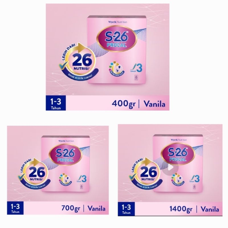 Jual Susu S26 PROCAL Tahap 3 rasa VANILA [ 400g, 700g, 1400g] | Shopee Indonesia