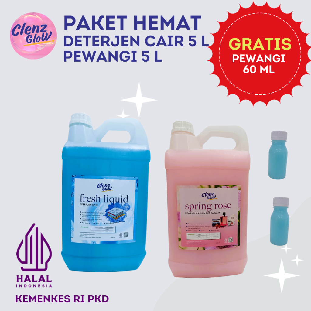 Jual Promo Bundling Deterjen Laundry Jerigen 5 Liter dan Pewangi Laundry Sakura Jerigen 5 L ...