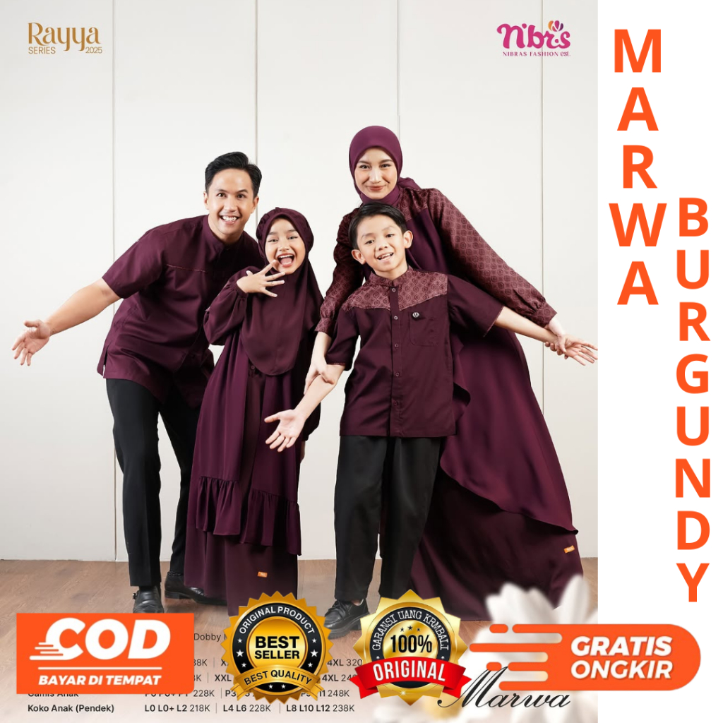 Jual ~READY STOKK~ MARWA FAMILY BURGUNDY SARIMBIT KELUARGA LEBARAN 2025 ...