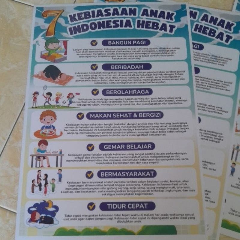 Jual Poster 7 Kebiasaan Anak Indonesia Hebat | Shopee Indonesia