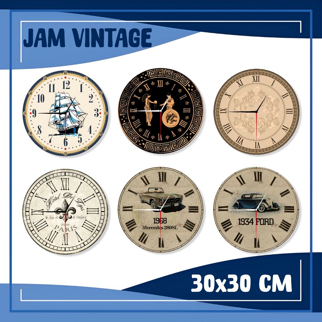 Jual JAM DINDING KAYU VINTAGE AESTHETIC JAM UNIK (JV7-JV12) | Shopee ...