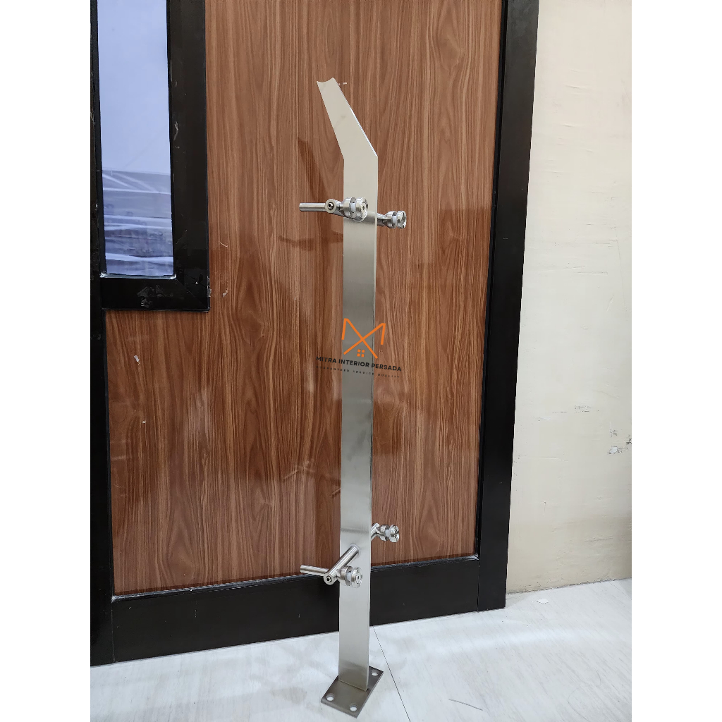 Jual Tiang Railing Tangga Model Kaca Tebal Plat 8 mm Stainless Stell SS ...