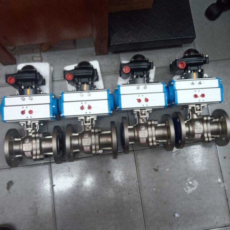 Jual double acting actuator ball valve flange 3 inch + limit switch ...