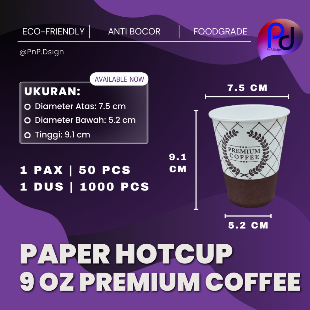 Jual Paper Hot Cup Gelas Kertas 9 oz 210 ml Premium Coffee isi 50 pcs | Shopee Indonesia