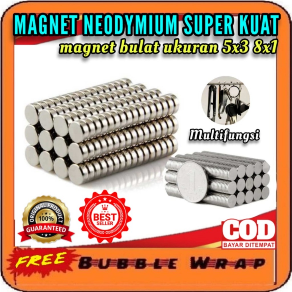 Jual Magnet Magnit Besi Berani Neodymium Ukuran Besar Kecil Strong Kuat ...