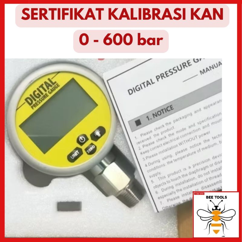 Jual Digital Pressure Gauge 600 bar / 60 Mpa plus Sertifikat Kalibrasi ...