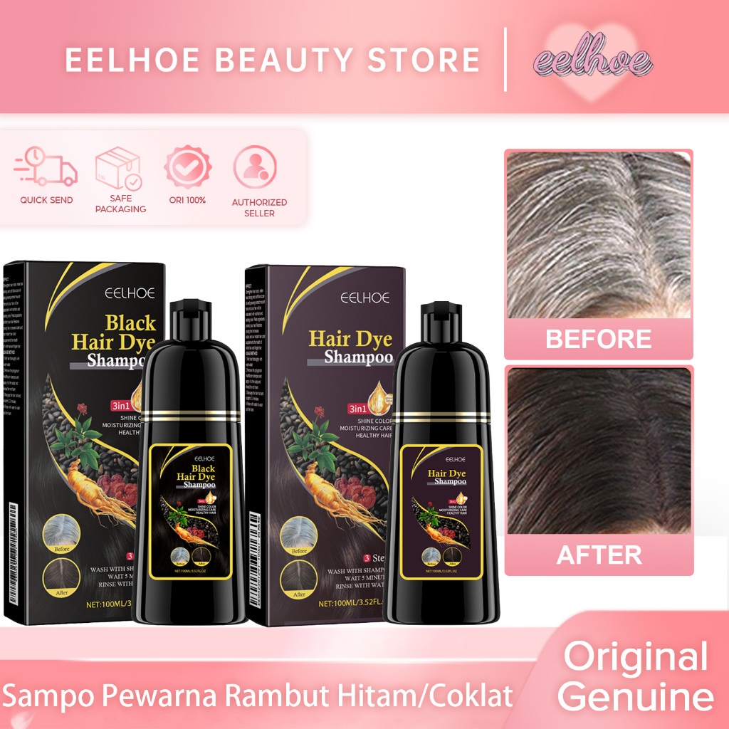 Jual EELHOE Uban Black/Brown Hair Dye Shampoo100ml Pewarna Rambut Hitam ...