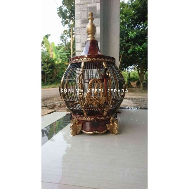Jual Sangkar Burung Perkutut Model Bawang Ukir Merak Kayu Jati ...