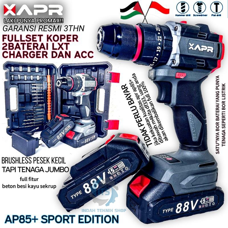 Jual PROMO APR JAPAN BOR impact drill BRUSHLESS TYPE AP85+ bor cordless ...