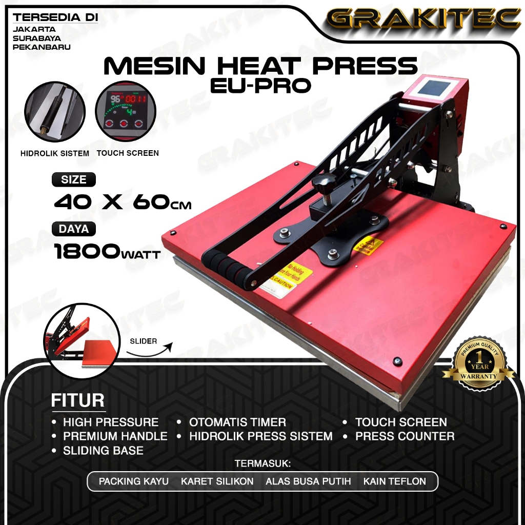 Jual Mesin Press Sablon Kaos Sliding 40x60 EU PRO Super High Pressure ...