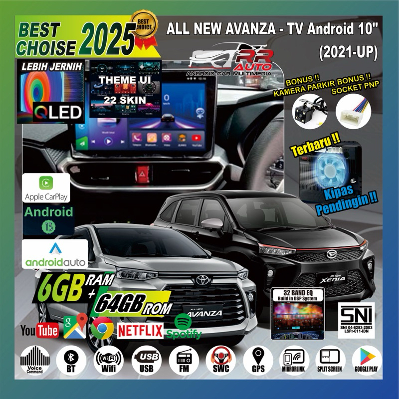Jual Headunit Avanza 2022-2025 | 6+64gb RAM ROM,QLED,Android 14,Apple Carplay,AndroidAuto ...