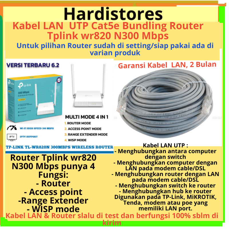 Jual Kabel LAN UTP Cat5e 10m 15m 20m 25m 30m Bundling Router wifi ...