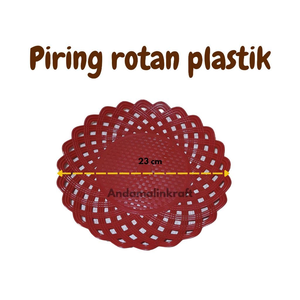 Jual 12PCS / 1 Lusin Piring Rotan Plastik Tebal / Piring Anyaman ...
