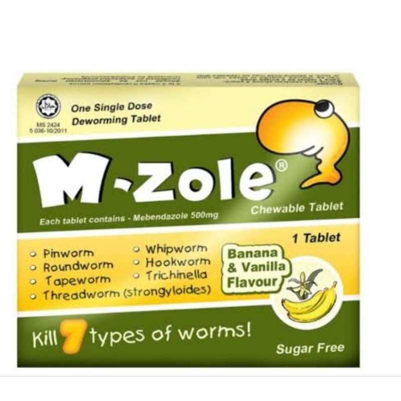 Jual M zole mzole obat cacing chewable kunyah rasa pisang vanila anak ...