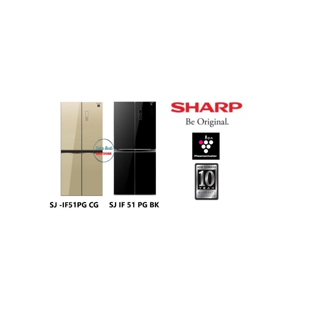 Jual SHARP KULKAS Side By Side 51PGBK / 4 PINTU SJ-IF51PGBK SJ-IF51PG ...
