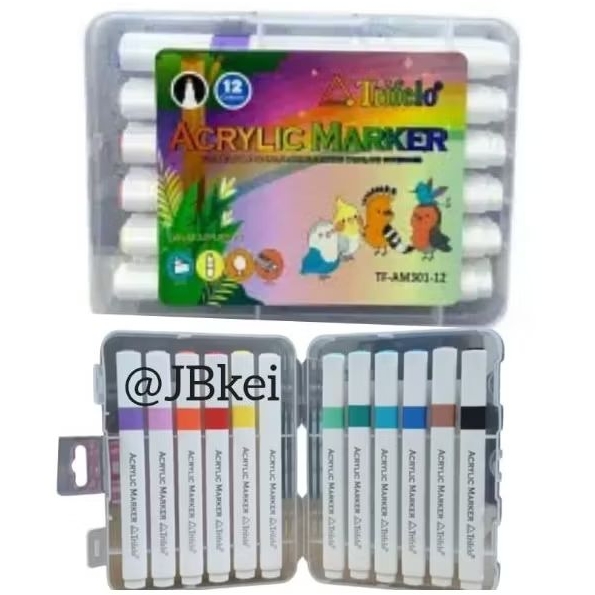 Jual Spidol Acrylic Marker Trifelo Set 12 Warna | Shopee Indonesia